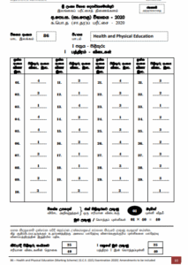2020 O/L Health Past Paper and Answers | Sinhala Medium