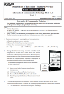 Grade 11 Information And Communication Technology Paper 2020 (1stTerm ...