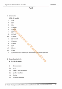 2020 A/L French Marking Scheme – English Medium