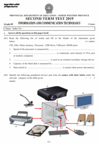 Grade 09 ICT Term Test Paper 2019 English Medium - North Western Province