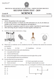 Grade 09 Science 2nd Term Test Paper 2019 English Medium - North ...