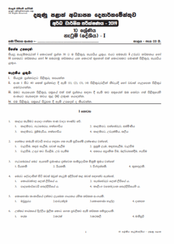 Grade 10 Dancing 2nd Term Test Paper with Answers 2019 Sinhala Medium ...