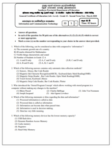 Grade 12 Information And Communication Technology 2nd Term Test Paper ...