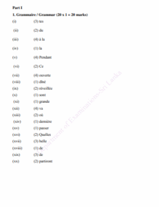 2020 O/L French Marking Scheme