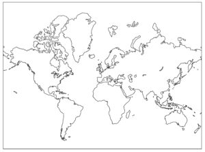 Empty World Map for Practice G.C.E O/L Examination Map Marking