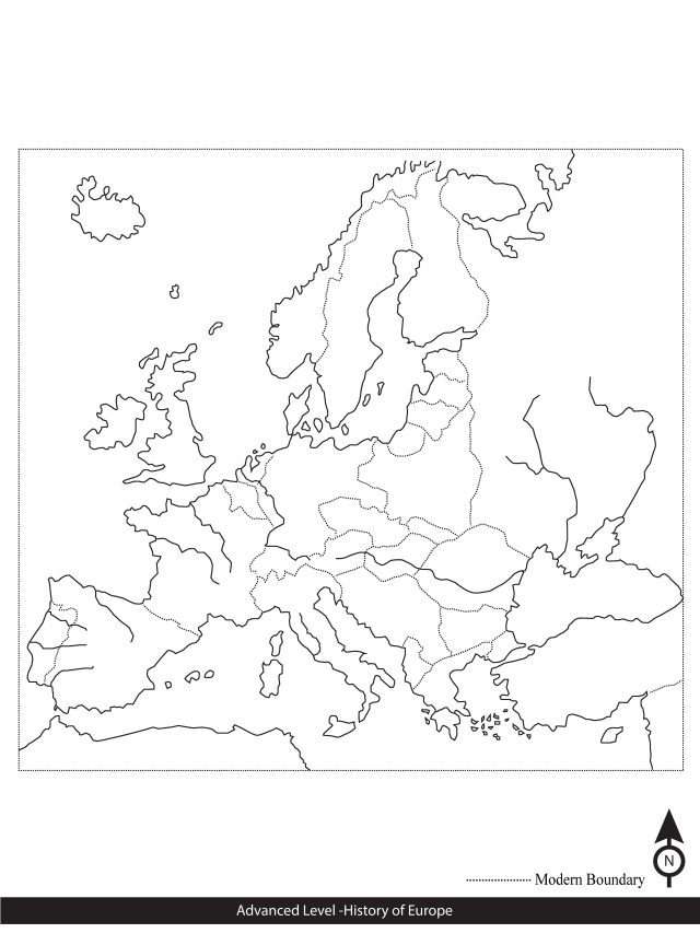 Empty Europe Map for Practice G.C.E A/L History of Europe Map Marking ...