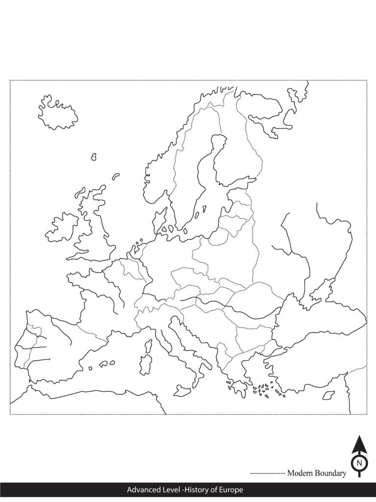 Empty Europe Map for Practice G.C.E A/L History of Europe Map Marking ...
