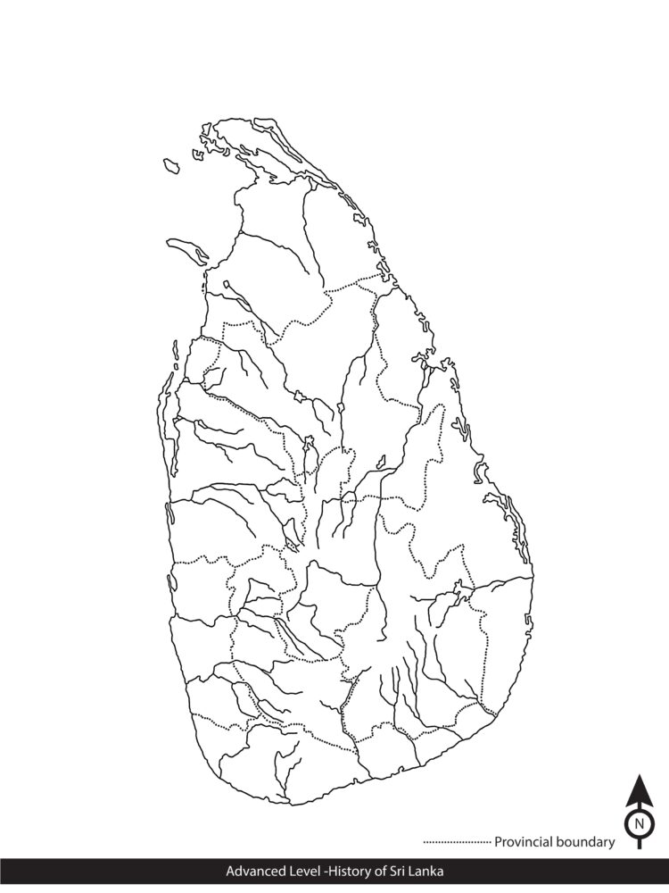 A/L Empty Sri Lanka Map for Practice A/L History of Sri Lanka Exam Map ...