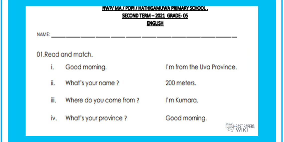 Grade 05 - English Language | Past Papers wiki