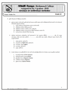 Grade 12 ICT 1st Term Test Paper with Answers 2020 | Richmond College