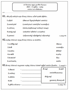 Grade 4 Tamil Paper 2021 Sinhala Medium - Past Papers WiKi