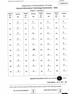 2016 A/L GIT Marking Scheme | English Medium - Past Papers wiki