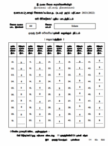 2021 A/L Islam Marking Scheme English Medium - Past Papers WiKi