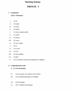 2021 A/L French Marking Scheme - Past Papers WiKi