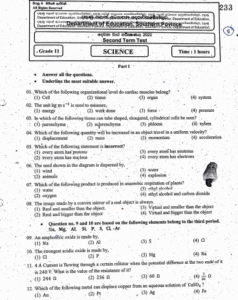 2022 Grade 11 Science 2nd Term Test Paper | English Medium
