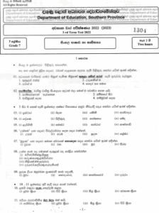 2022 Grade 07 Science 3rd Term Test Paper | Sinhala Medium