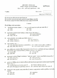 Grade 09 Daham Pasal Exam Past Paper with Answers 2020