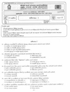 Central Province 2023(2024) Grade 10 History 3rd Term Test Paper