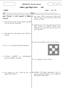 2018 Grade 07 Ganitha Danuma Minuma Paper | Minuwangoda Zone