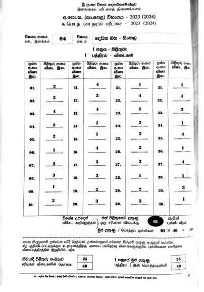 2023(2024) O/L Second Language Sinhala Marking Scheme | Sinhala Medium ...